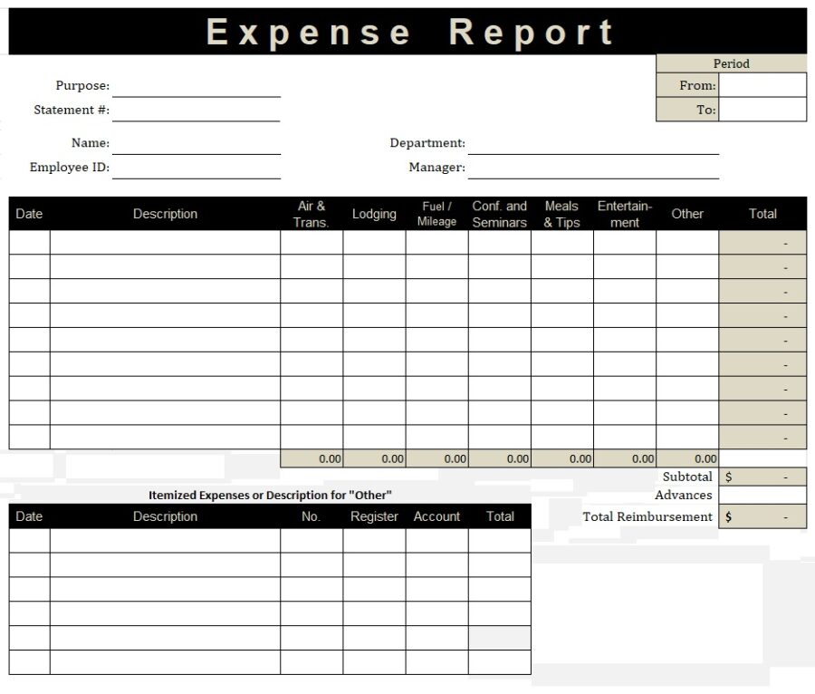 Expense Report Template | Free Word & Excel Templates