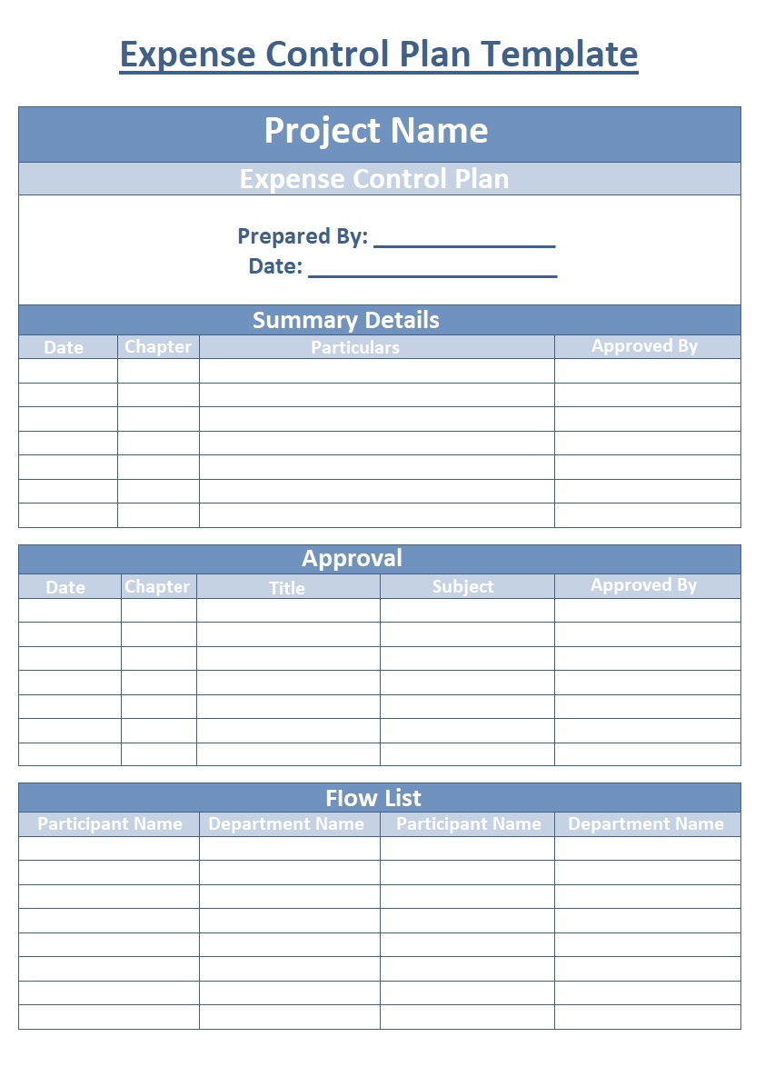 Expense Control Plan Template | Free Word & Excel Templates