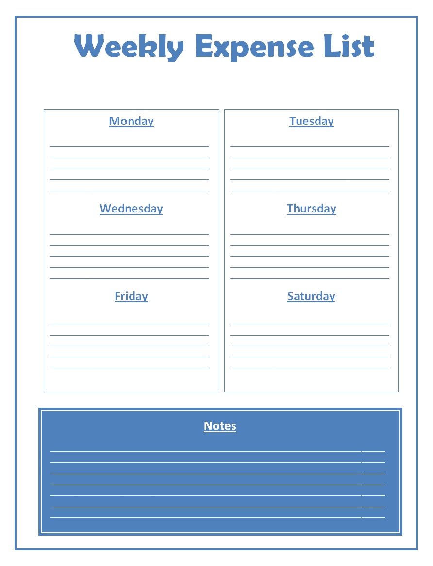 Expense List Template | Free Word & Excel Templates