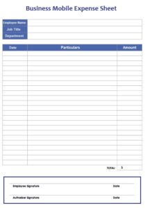 Mobile Expenses Sheet Template | Free Word & Excel Templates