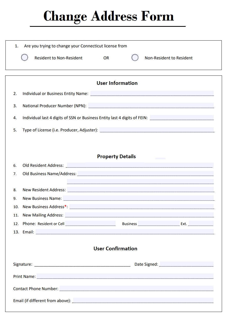 Shop Address Change Request Form | Free Word & Excel Templates