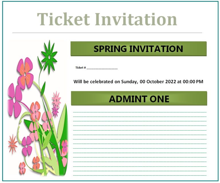Ticket Invitation Template | Free Word & Excel Templates