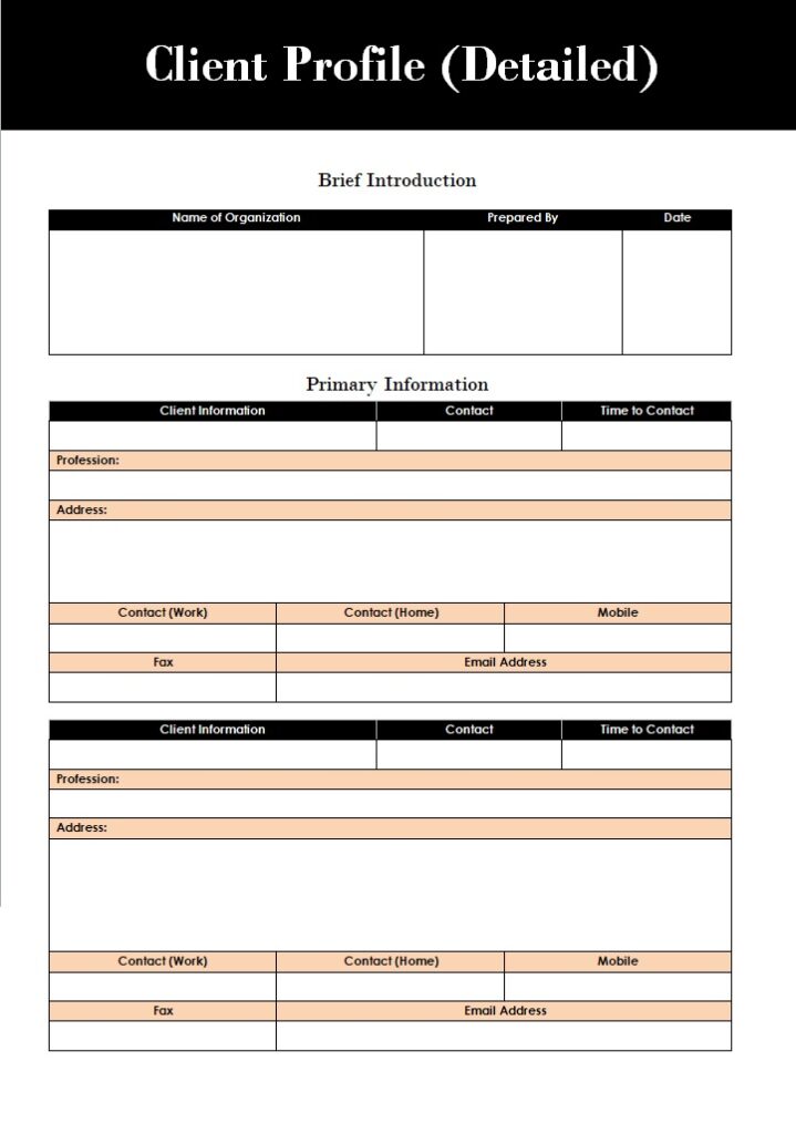 Client Profile Template, Importance and Benefits | Free Word & Excel ...