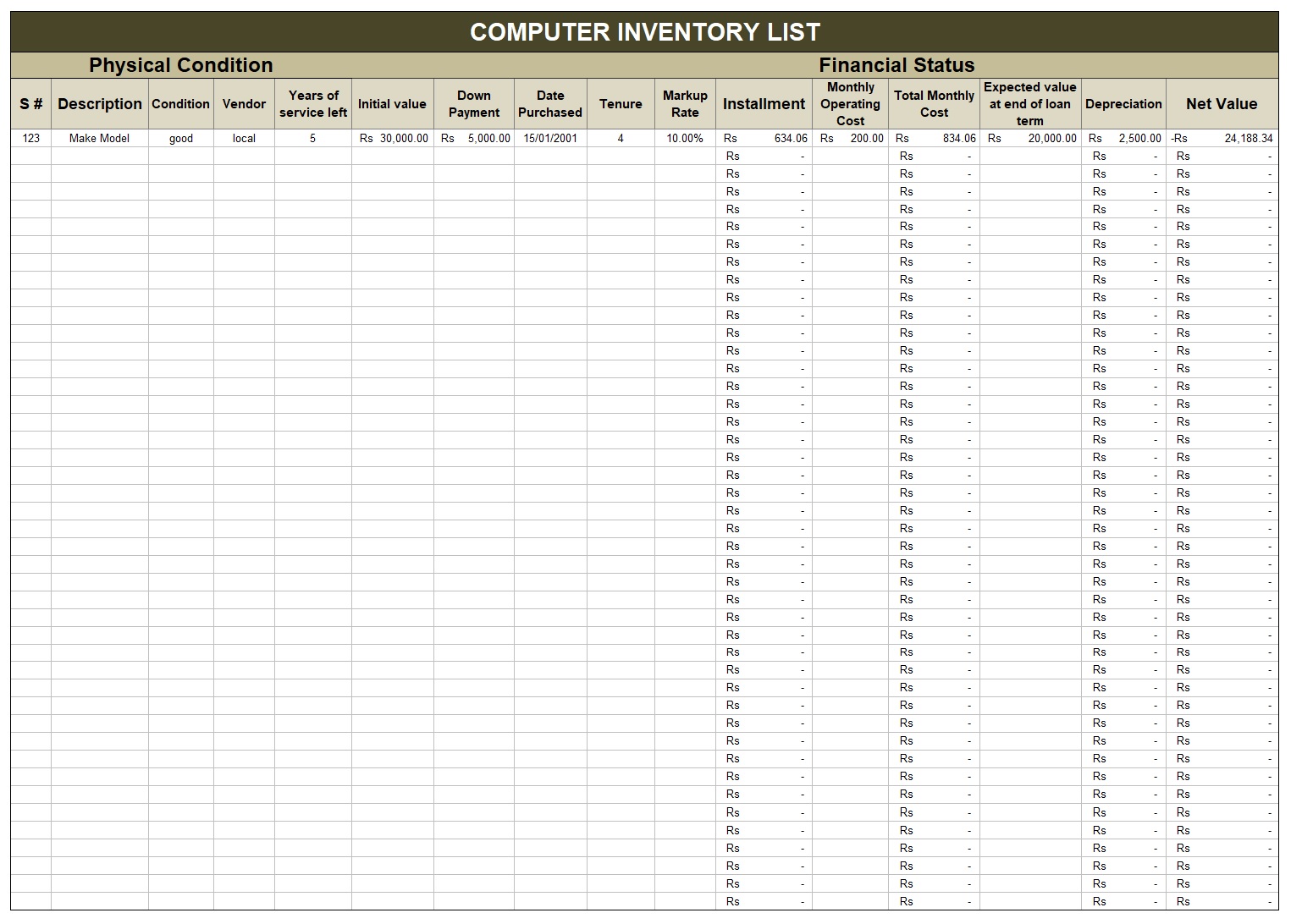 Computer Inventory Template MS Excel | Free Word & Excel Templates