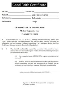 Good Faith Certificate Template | Free Word & Excel Templates