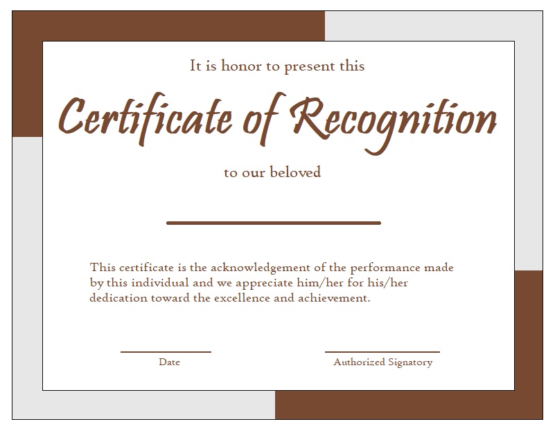 Define a Certificate of Recognition? | Free Word & Excel Templates