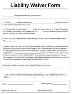 Free Liability Waiver Form | Free Word & Excel Templates