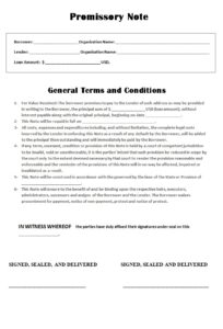 Promissory Note Template PDF | Free Word & Excel Templates