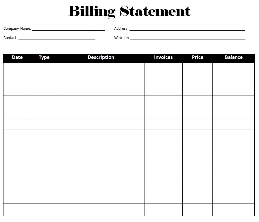 Billing Statement Template In MS Excel Free Word Excel Templates Billing Statement Template In MS Excel Free Word Excel Templates