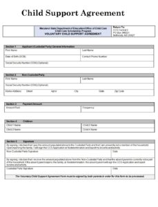 Free Child Support Agreement Template | Free Word & Excel Templates