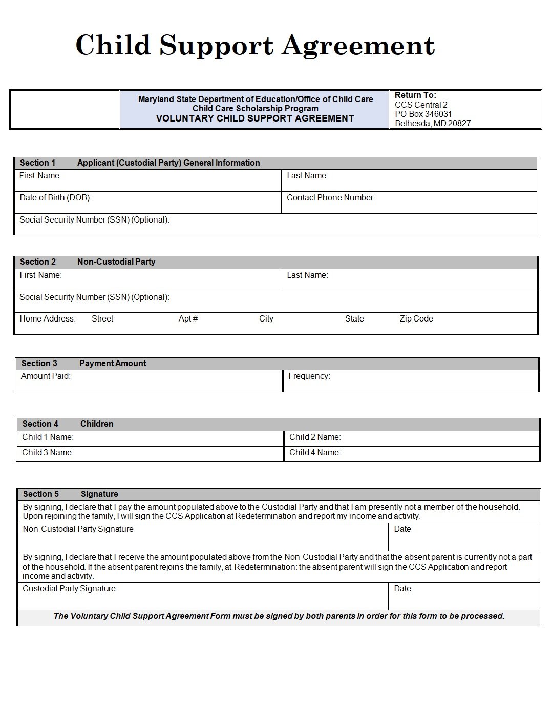 Child Support Agreement Template MS Word | Free Word & Excel Templates