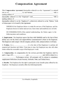 Compensation Agreement Template | Free Word & Excel Templates