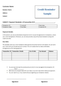 Benefits of Using a Credit reminder | Free Word & Excel Templates