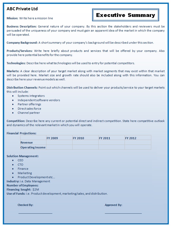 Executive Summary Template | Free Word & Excel Templates