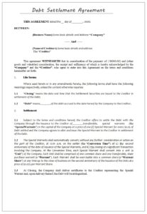 Debt Settlement Agreement Template PDF | Free Word & Excel Templates