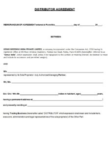 Business Distribution Agreement Template | Free Word & Excel Templates