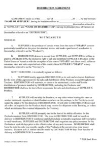 Exclusive Distribution Agreement Template | Free Word & Excel Templates
