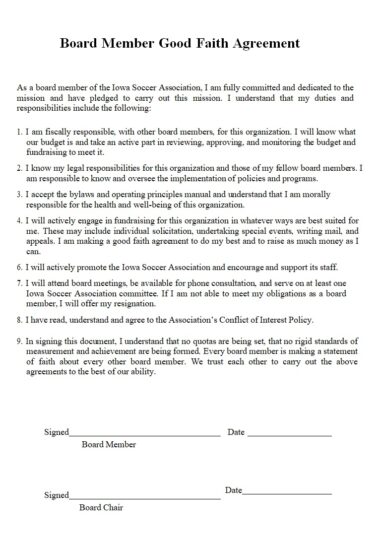 Elements of a Good Faith Agreement | Free Word & Excel Templates