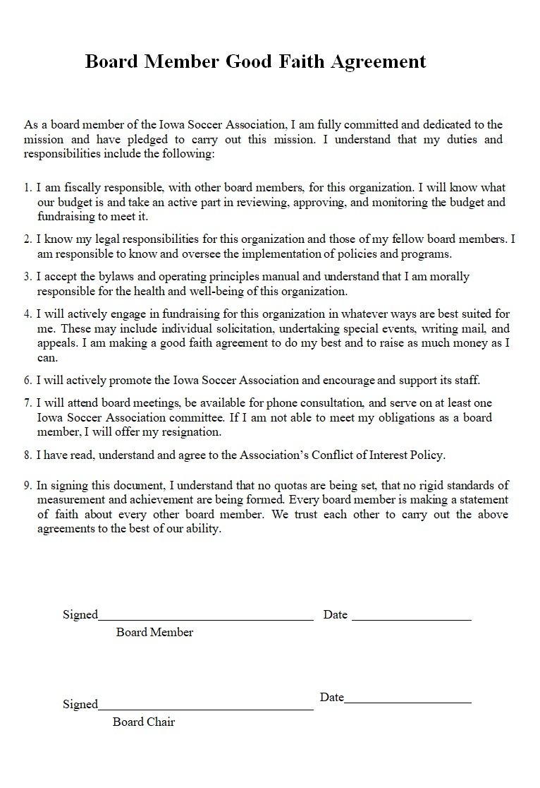 Good Faith Agreement Template Doc | Free Word & Excel Templates