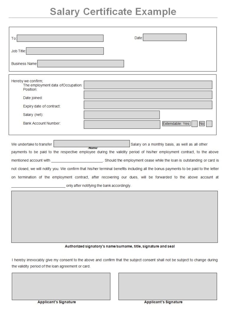 Salary Certificate Format | Free Word & Excel Templates