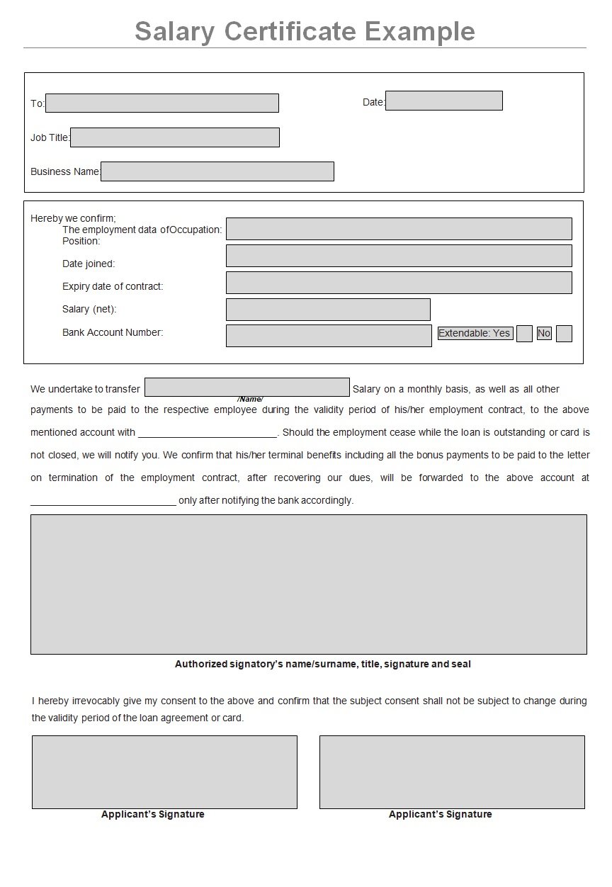 Salary Certificate Format | Free Word & Excel Templates