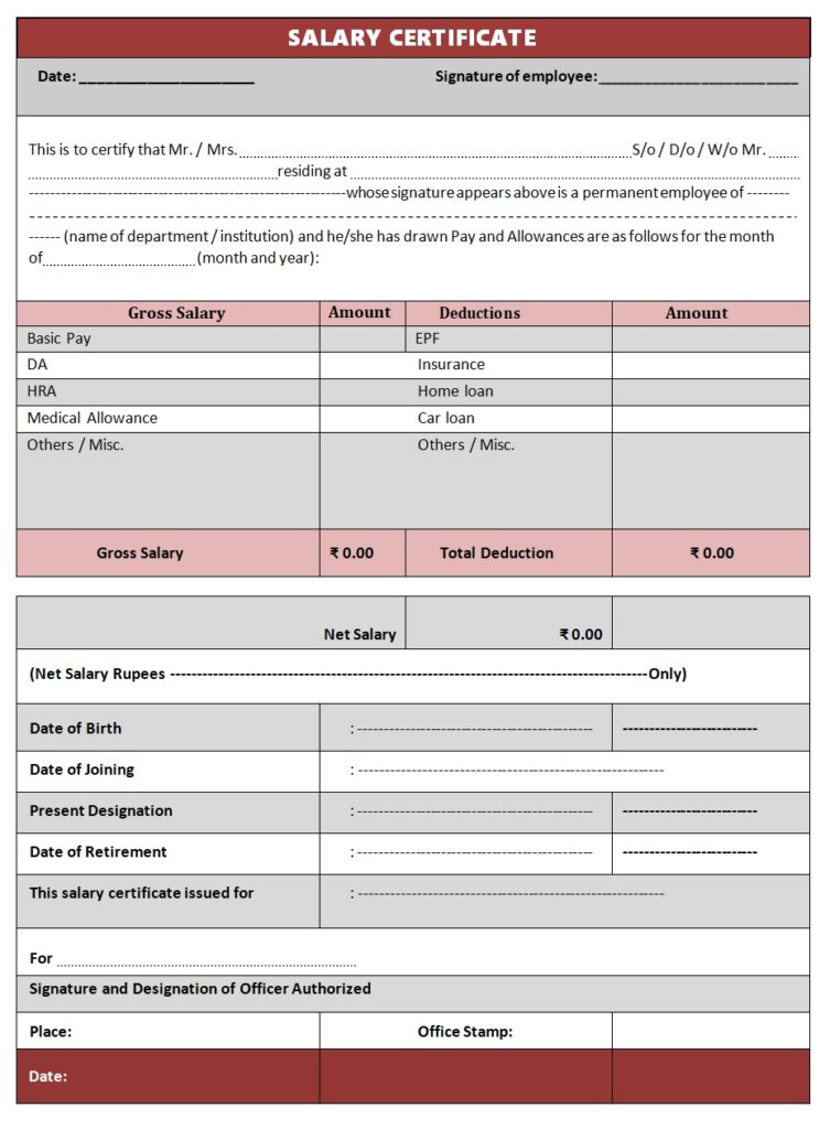 Salary Certificate Format | Free Word & Excel Templates Salary Certificate Format | Free Word & Excel Templates