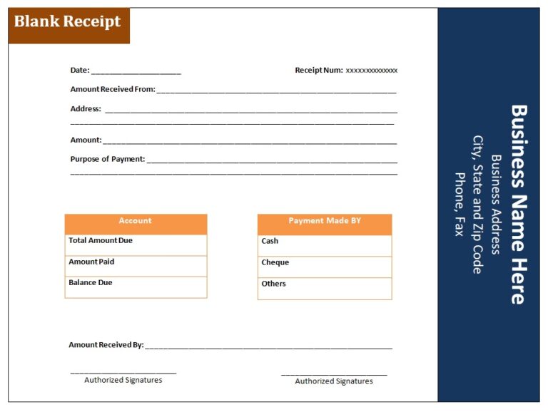 Blank Receipt Template | Free Word & Excel Templates