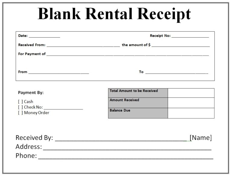 Blank Receipt Template | Free Word & Excel Templates