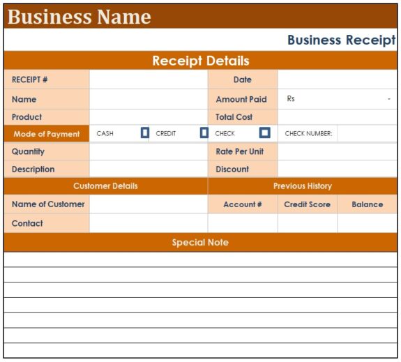 Business Receipt Template | Free Word & Excel Templates