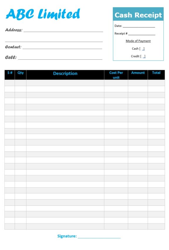 Cash Receipt Template | Free Word & Excel Templates