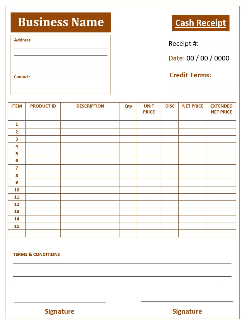Cash Receipt Template | Free Word & Excel Templates