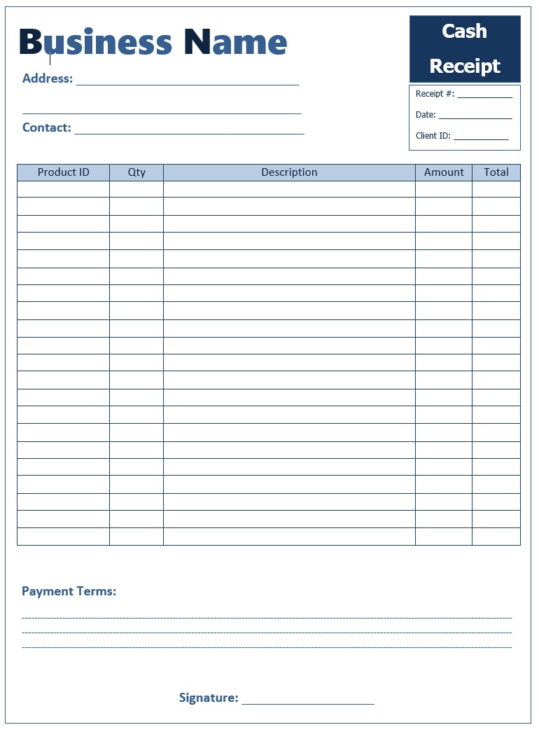 Cash Receipt Template | Free Word & Excel Templates