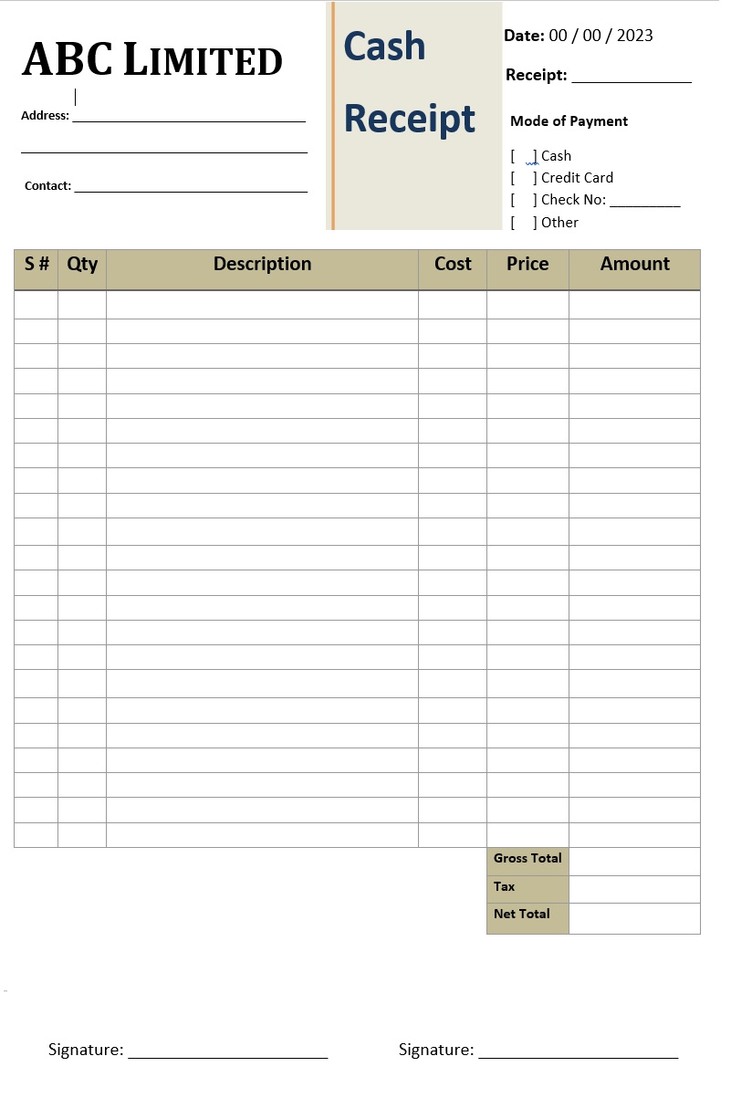 Cash Receipt Template | Free Word & Excel Templates