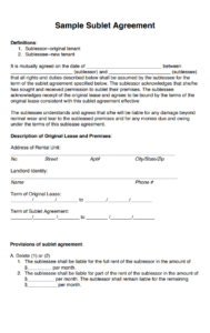 Free Sublet Agreement Template | Free Word & Excel Templates