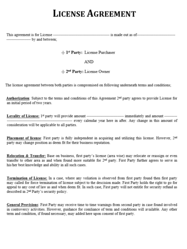 License Agreement Template | Free Word & Excel Templates