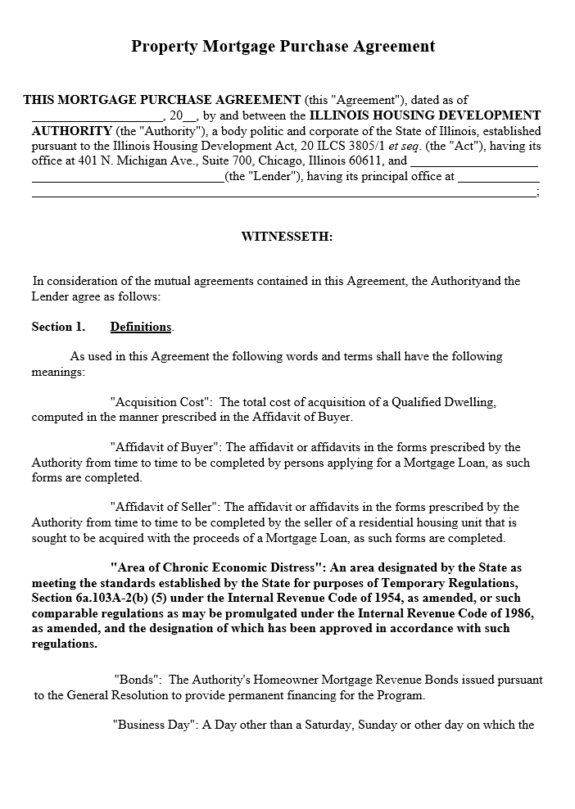 Property Mortgage Agreement Template | Free Word & Excel Templates