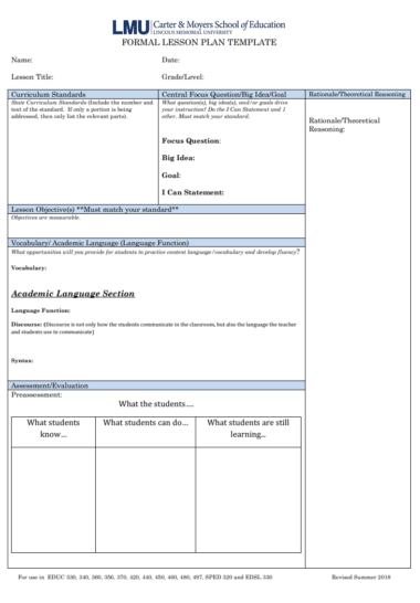 Teacher and Student Lesson Plan Template | Free Word & Excel Templates