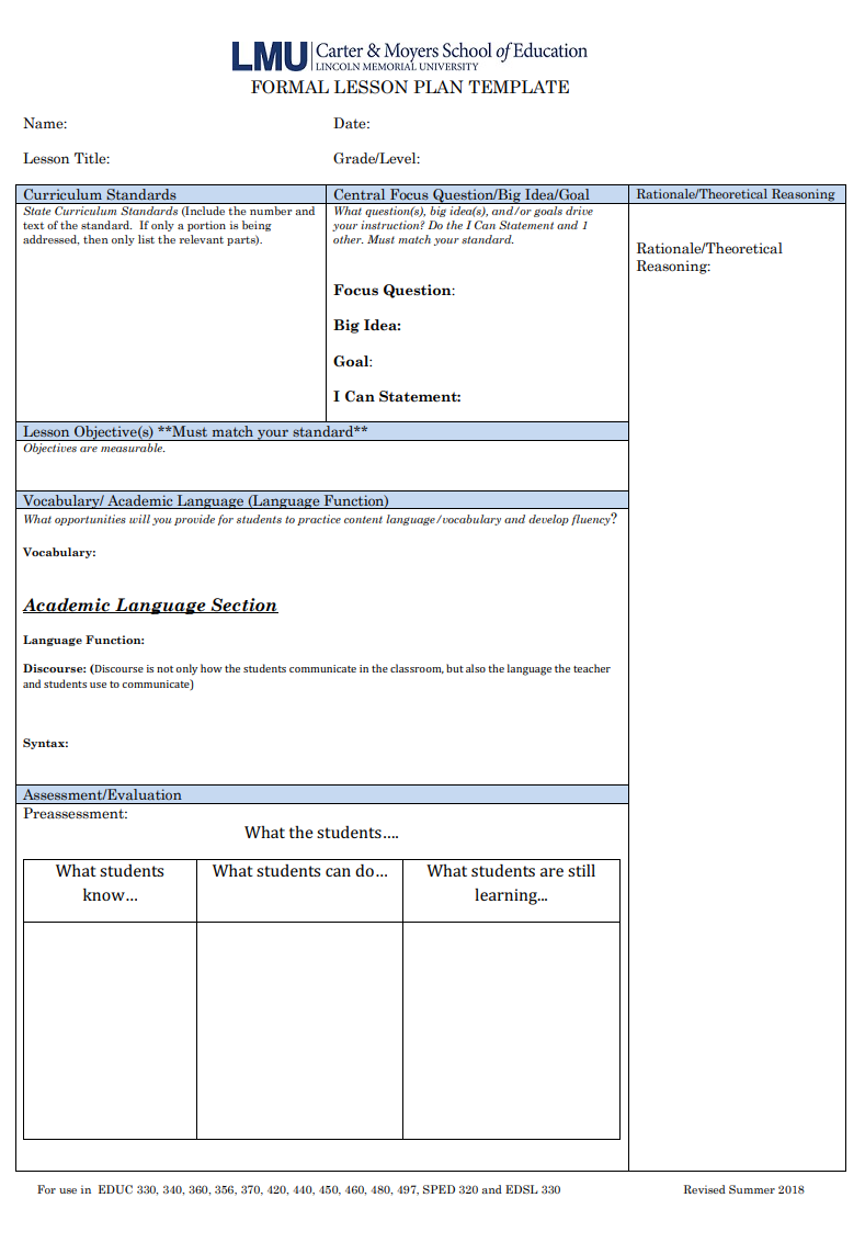 Teacher and Student Lesson Plan Template | Free Word & Excel Templates
