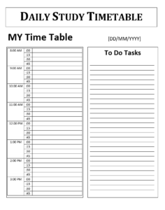 Study Timetable Template MS Word | Free Word & Excel Templates