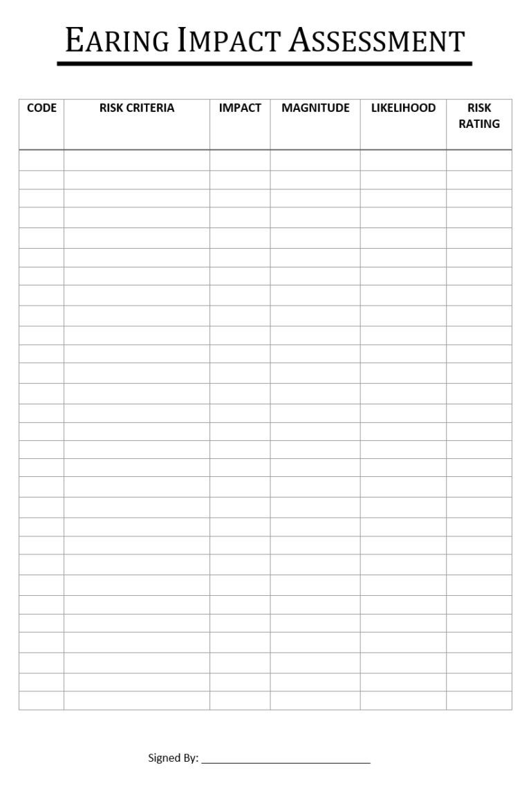 Earning Impact Assessment Template | Free Word & Excel Templates