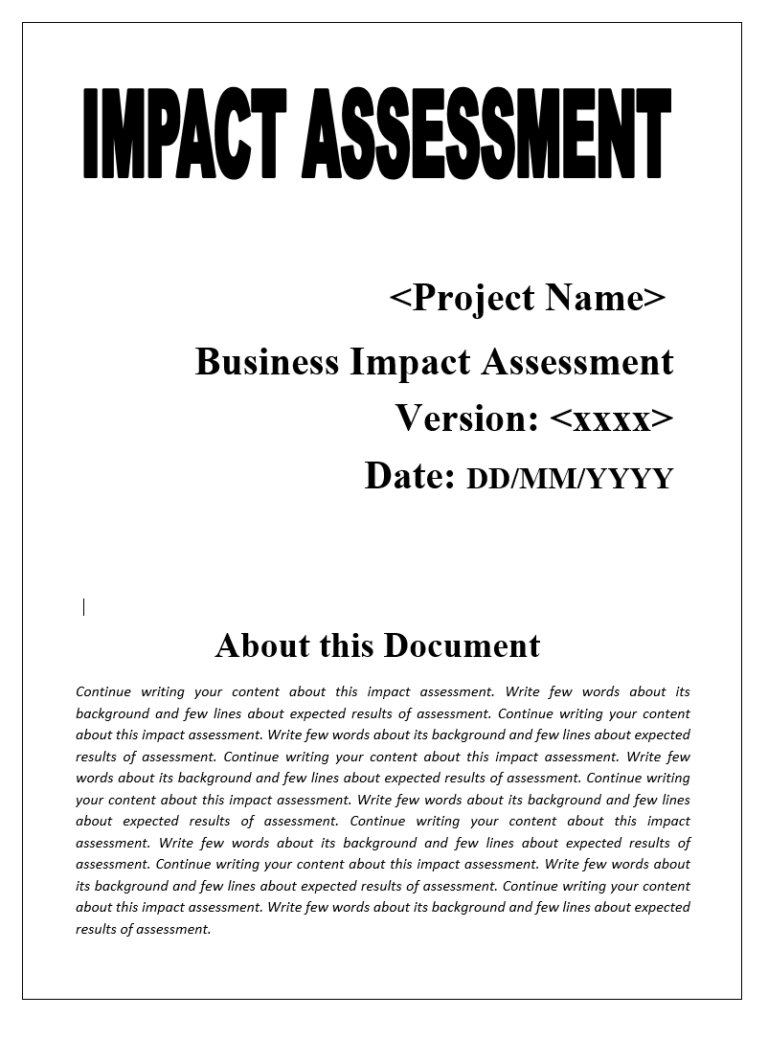 Impact Assessment Template | Free Word & Excel Templates