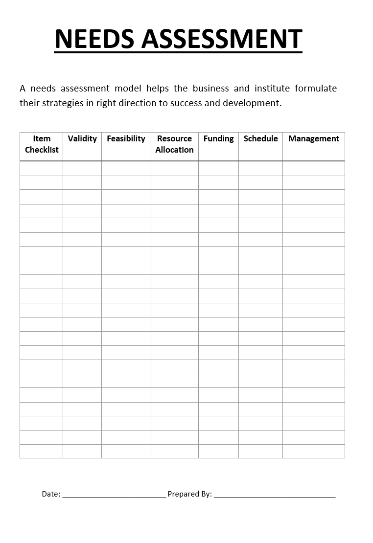 Needs Assessment Template | Free Word & Excel Templates
