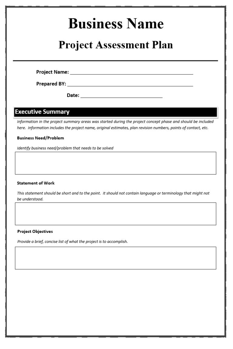 Assessment Plan Template | Free Word & Excel Templates