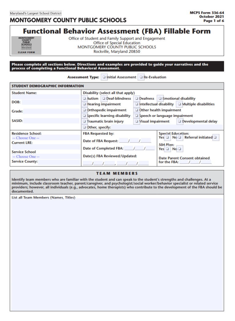 Functional Behavior Assessment Template | Free Word & Excel Templates