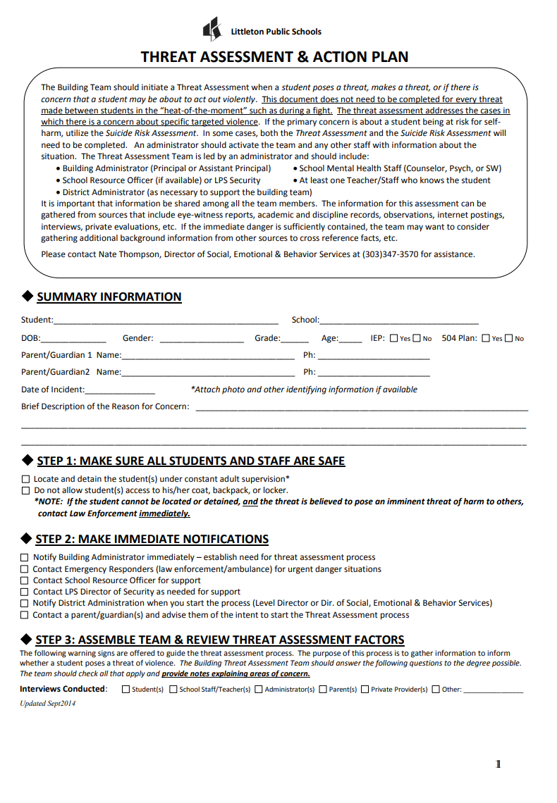 Threat Assessment Template | Free Word & Excel Templates
