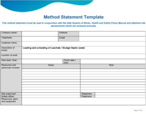 Method Statement Template | Free Word & Excel Templates