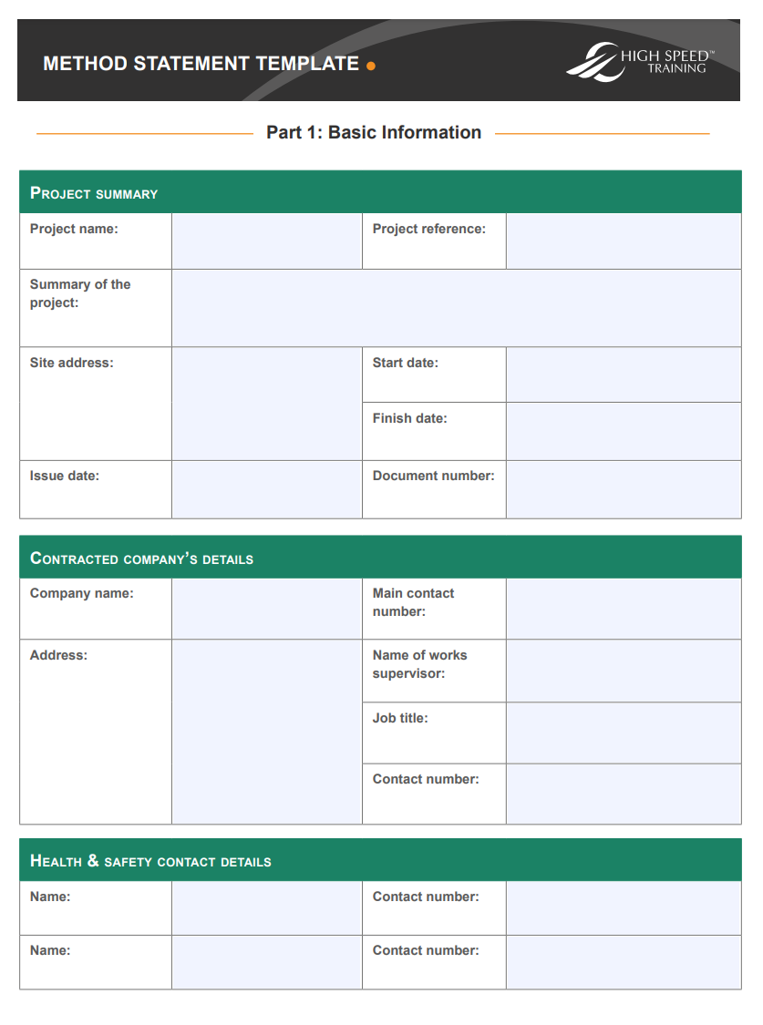 Method Statement Template | Free Word & Excel Templates