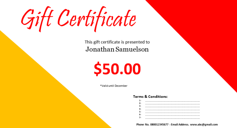 Gift Certificate Template | Free Word & Excel Templates