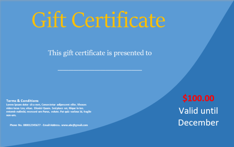 Gift Certificate Template | Free Word & Excel Templates