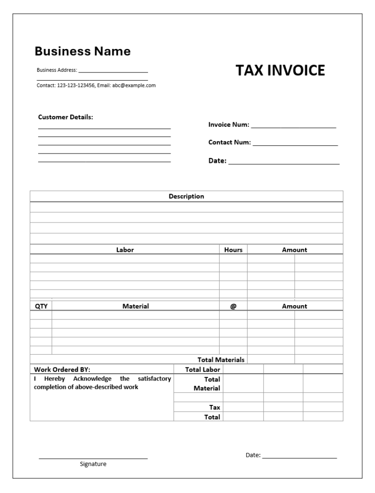 Tax Invoice Format | Free Word & Excel Templates